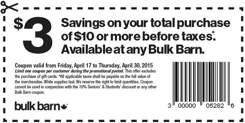 Bulk Barn Canada Coupons: Save $3 On Your Total Purchase Of $10 Or More ...