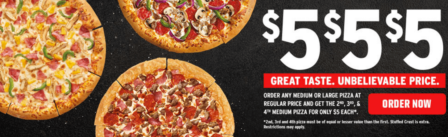 Pizza Hut Canada $5 $5 $5 Deals: Order Any Medium or Large Pizza at ...