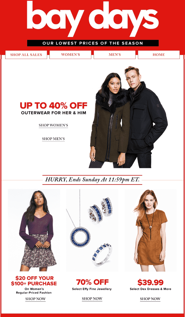 Hudson's Bay Canada Bay Days Today's Offers: Save 70% Off Select Effy ...