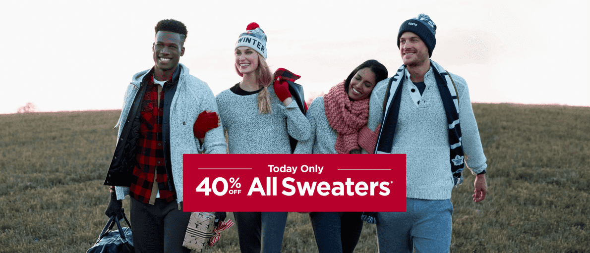 Roots Canada Save 40% off All Sweaters, Today Only, November 10 - Hot ...