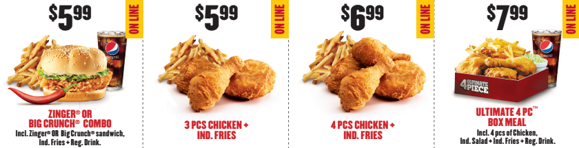 KFC Canada New Coupons: Zinger Combo for $5.99, 3 Pcs Chicken With ...