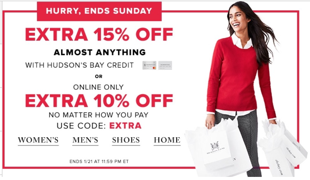 Hudson’s Bay Canada Weekend Offers: Save an Extra 15% Off Almost ...