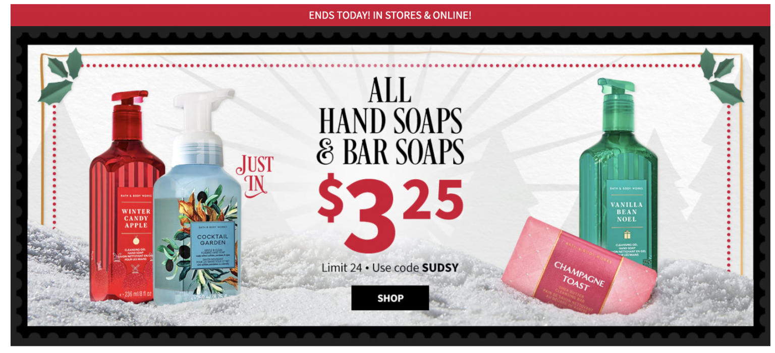 Bath & Body Works Canada Black Friday Week Offers: All Hand Soaps and ...