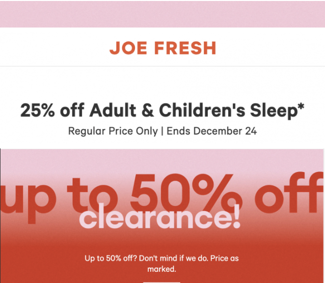 Joe Fresh Canada Sale: Save 25% off Sleep Styles + up to 50% off ...